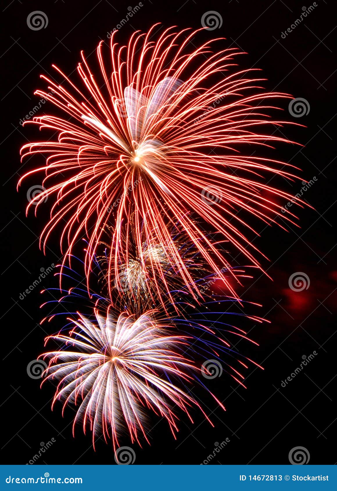 Several Large Multicolor Fireworks Stock Image - Image of july, years ...