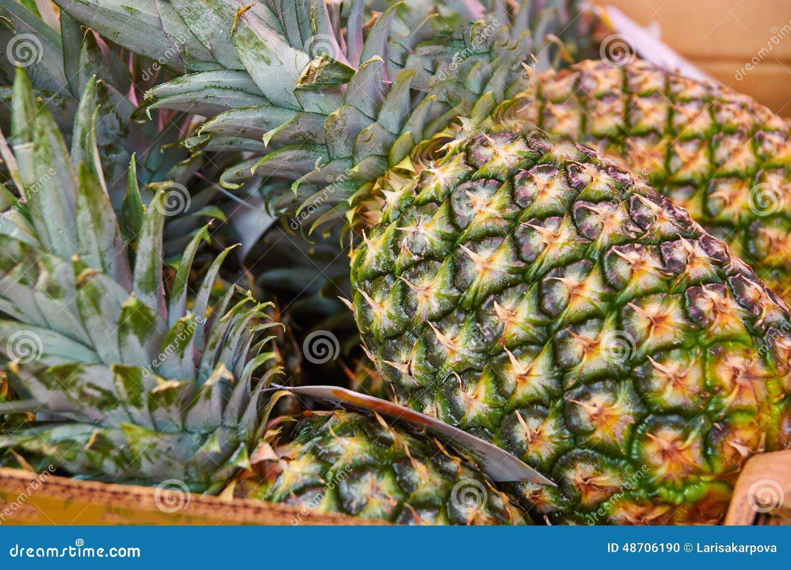 Several Large Pineapple on Counter Market Stock Photo - Image of good ...