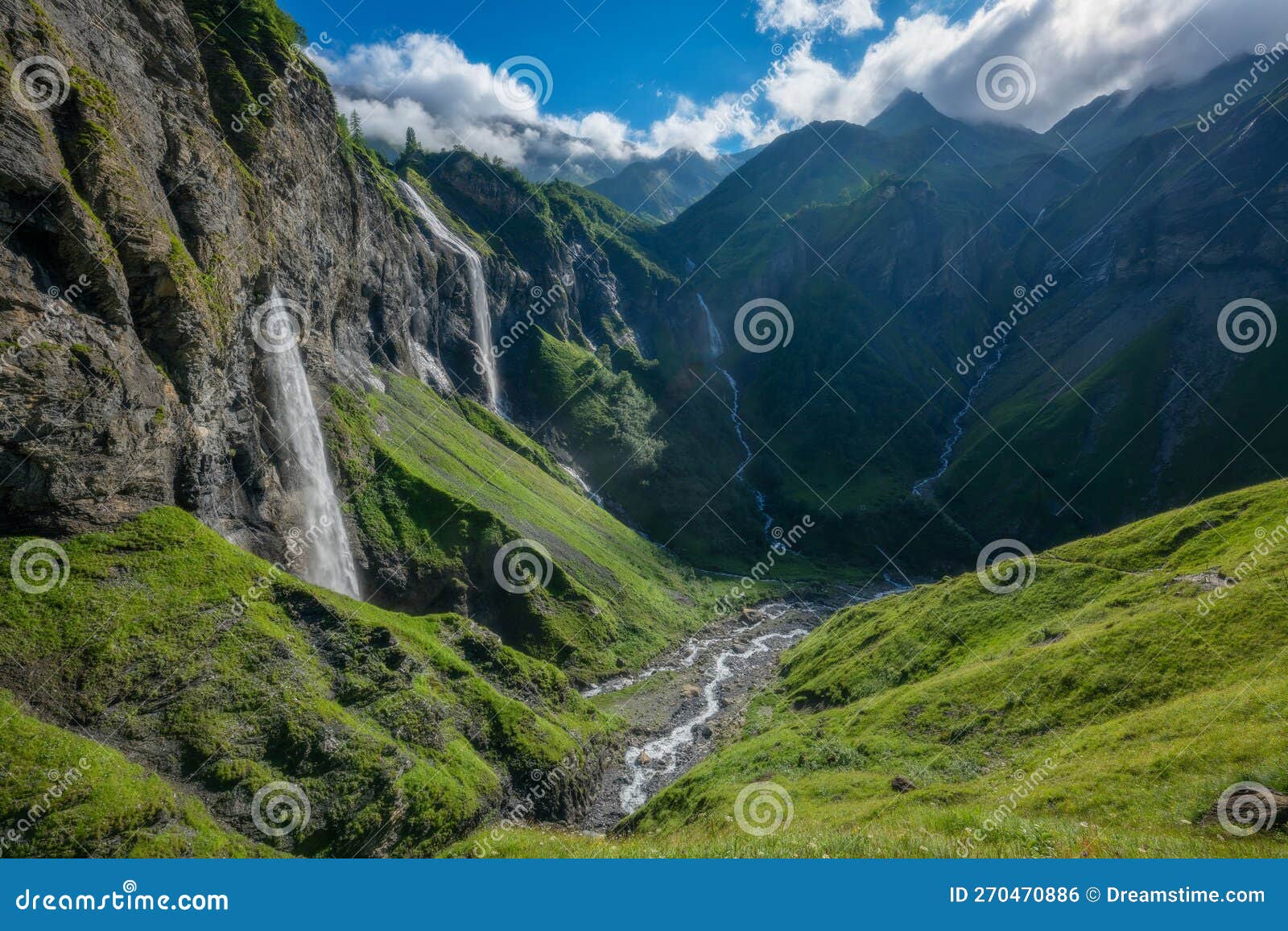 Several Large Waterfalls Falling Down Stock Photo - Image of ...