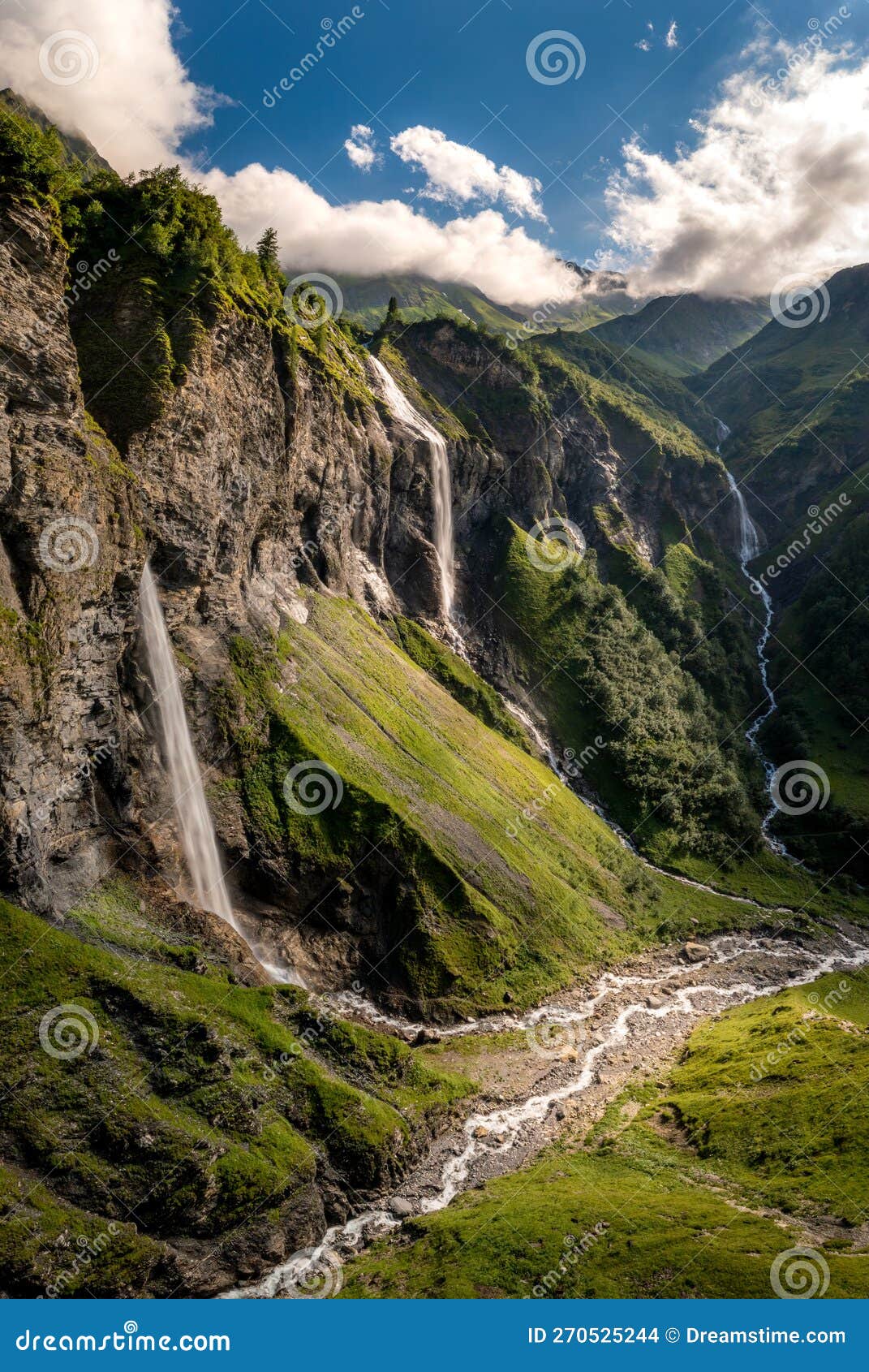 Several Large Waterfalls Falling Down Stock Photo - Image of ...