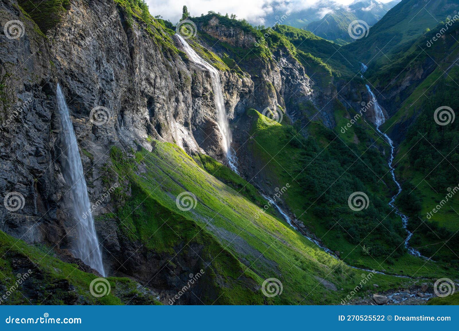 Several Large Waterfalls Falling Down Stock Photo - Image of travel ...