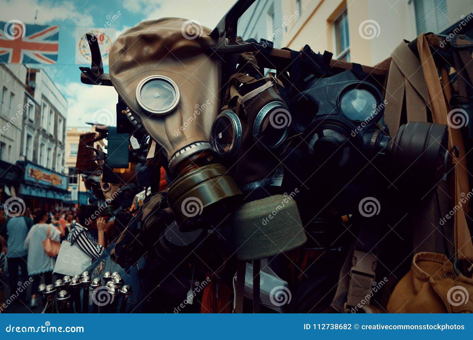 Several Leather Gas Masks Picture. Image: 112738682