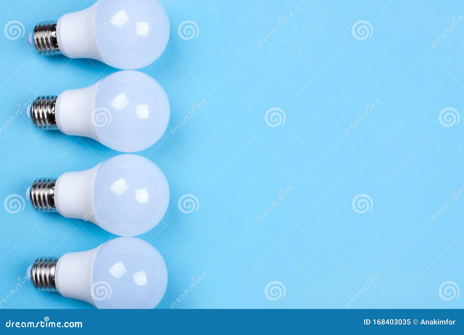 Several LED Bulb on Blue Background. Saving Energy Concept Stock Image ...