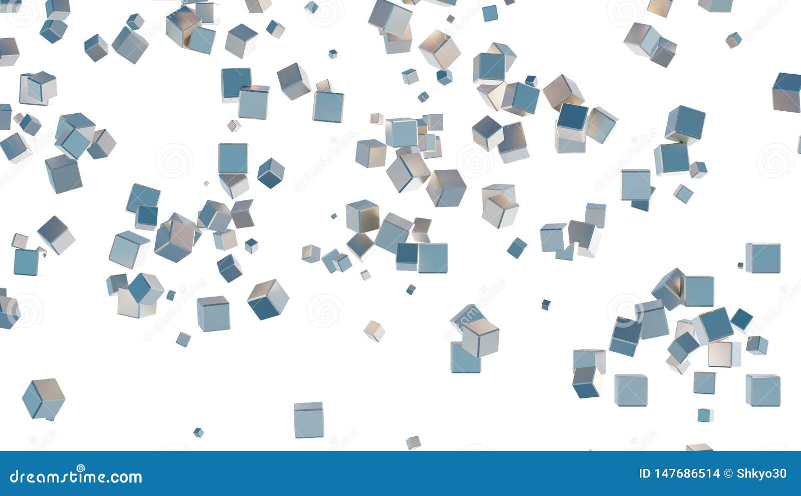 Several Light Blue Cubes Scattered Stock Illustration - Illustration of ...