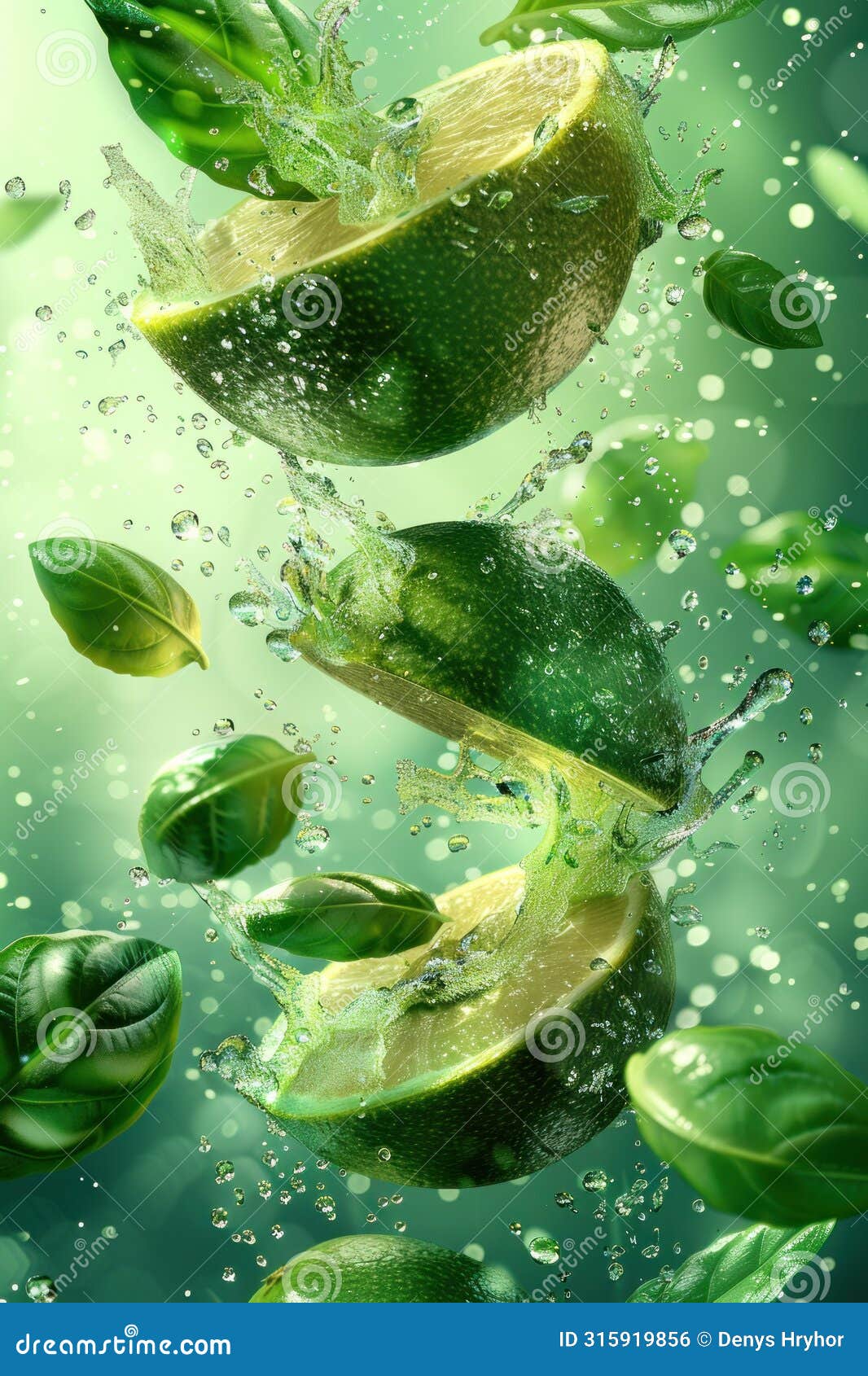Several Limes Suspended in Mid-air, Appearing To Float without Support ...