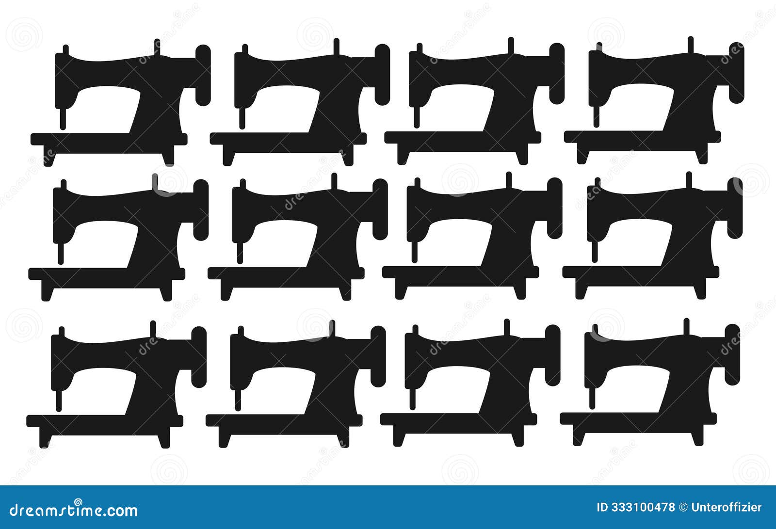 Several Many Identical Old Nostalgic Sewing Machine Outline Shape ...