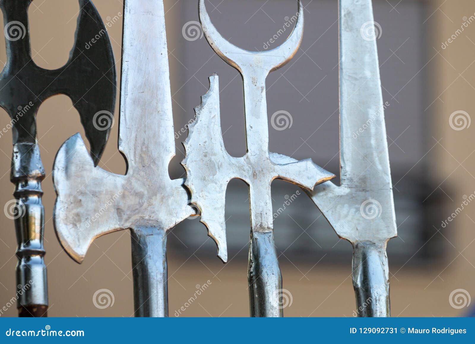 Several medieval blades stock image. Image of polearm - 129092731