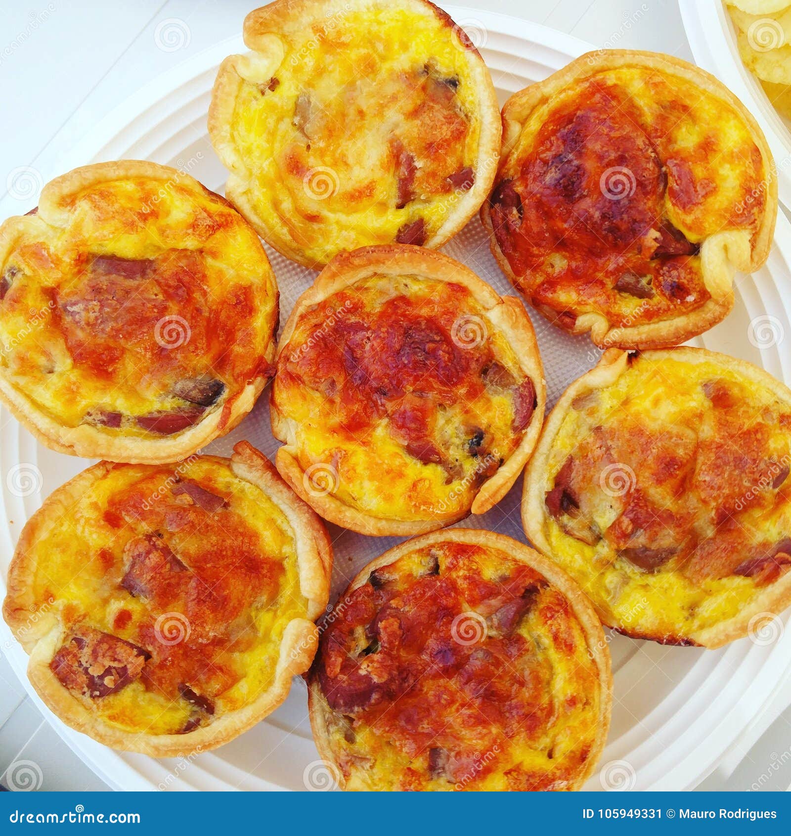 Mini quiches on a plate stock image. Image of gastronomy - 105949331