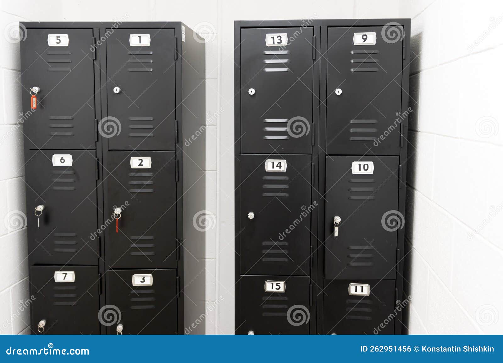Several of Modern Black Lockers Stock Photo - Image of black, door ...