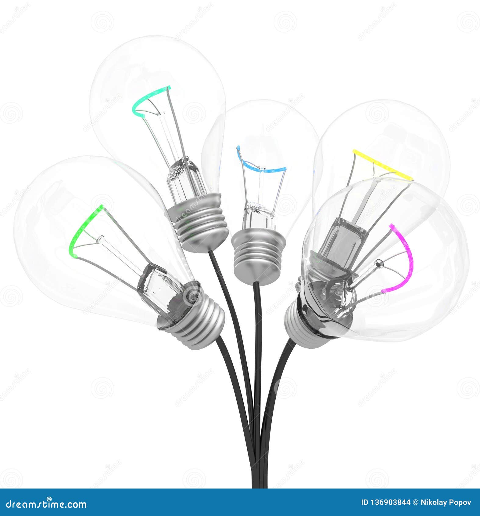 Several Multi-colored Light Bulbs Stock Illustration - Illustration of ...