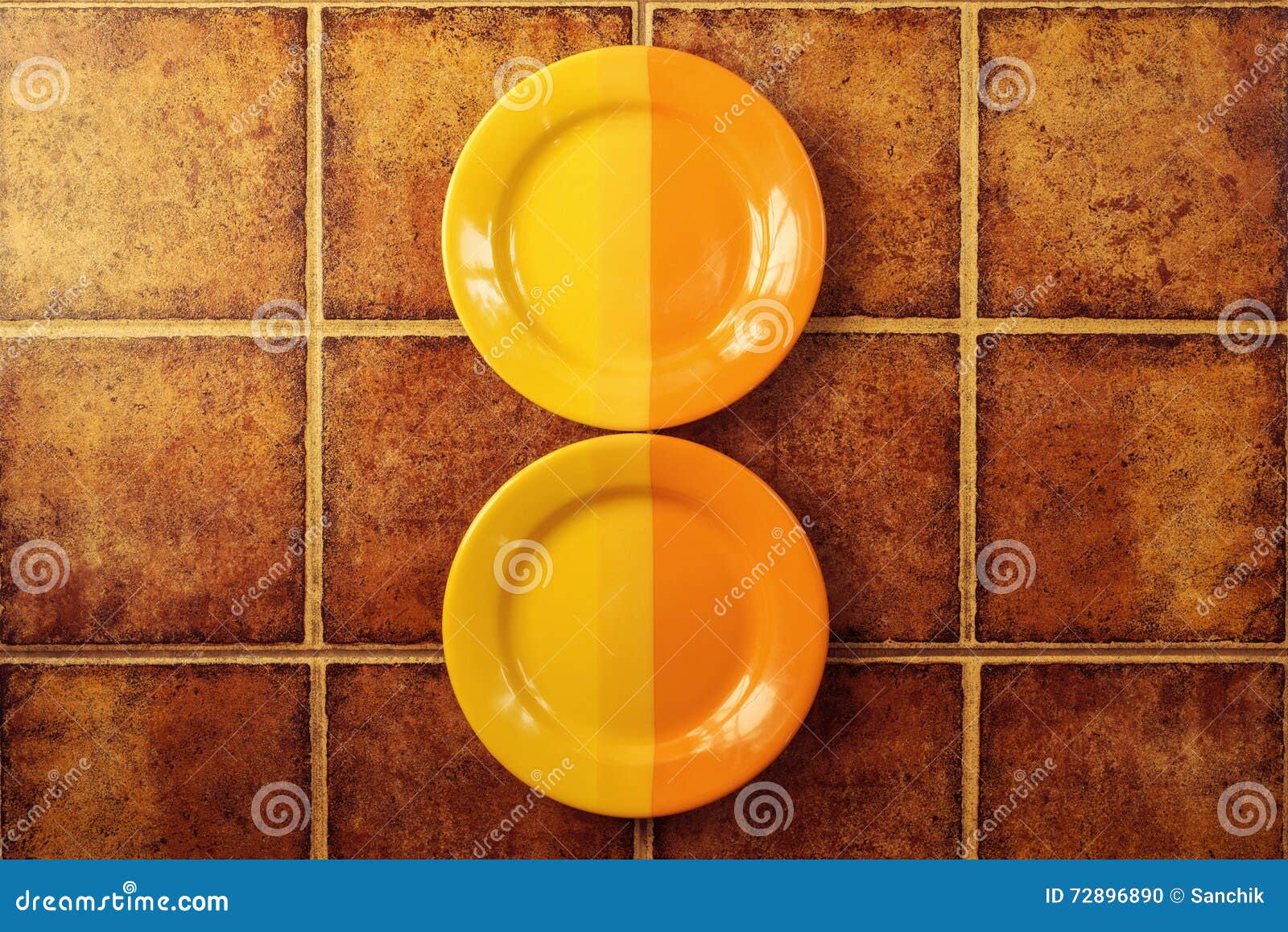 Several Multi-colored Plates Stock Photo - Image of dish, overhead ...