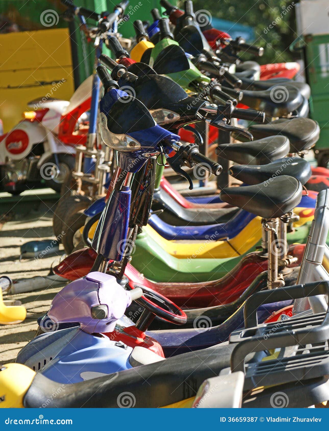 Several Multi-colored Scooters Stock Image - Image of vehicle ...