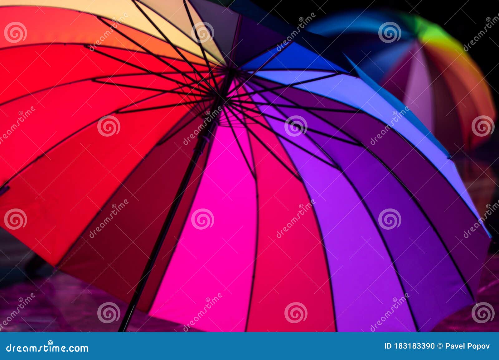 Several Multi-colored Umbrellas on Stage Stock Photo - Image of multi ...