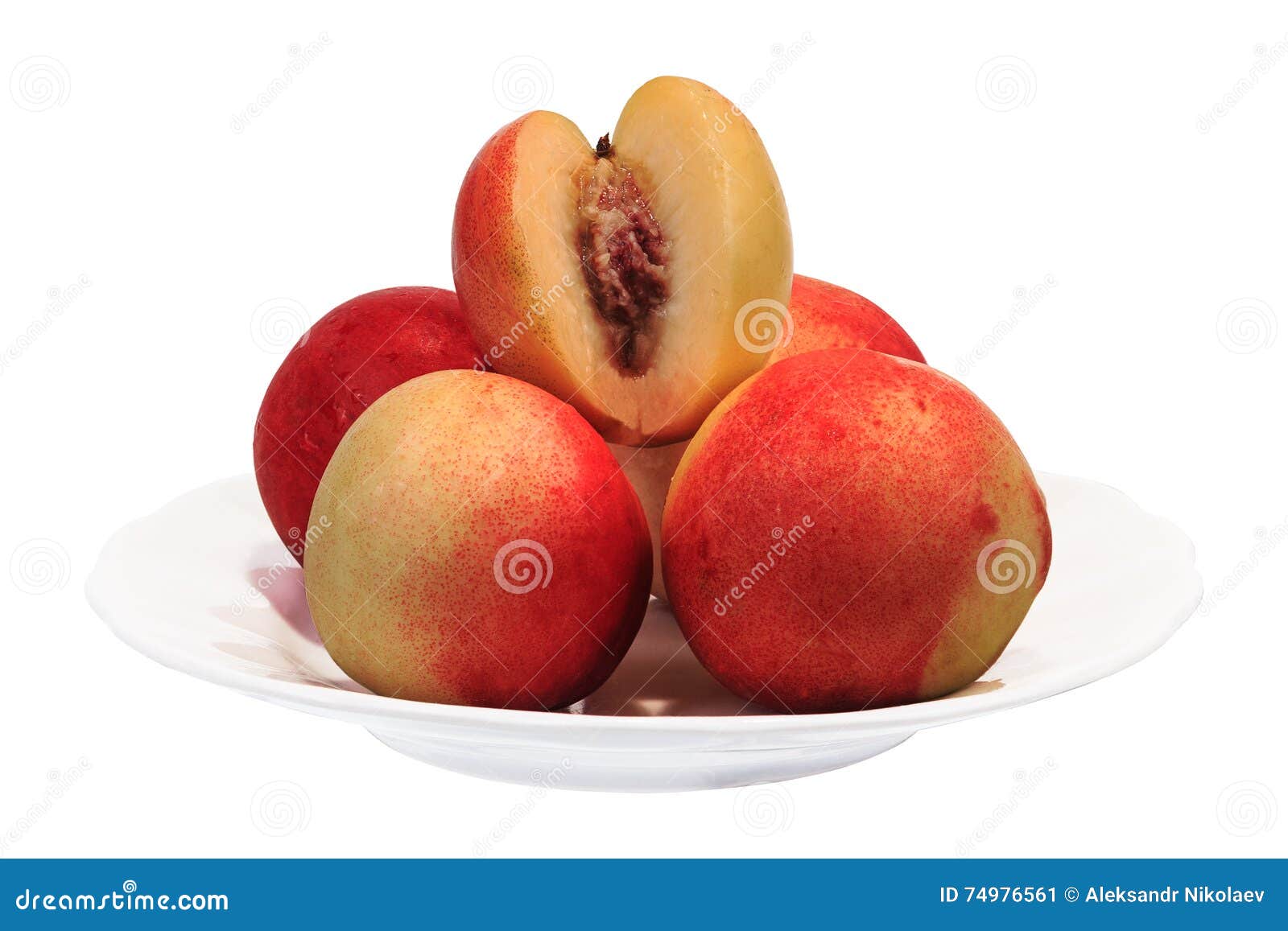 Several Nectarine Fruits on a Plate Stock Image - Image of garden ...