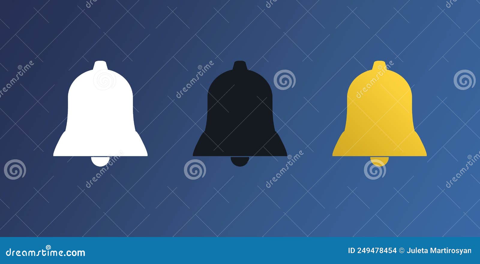 Several Notification Bells on a Blue Background Stock Illustration ...