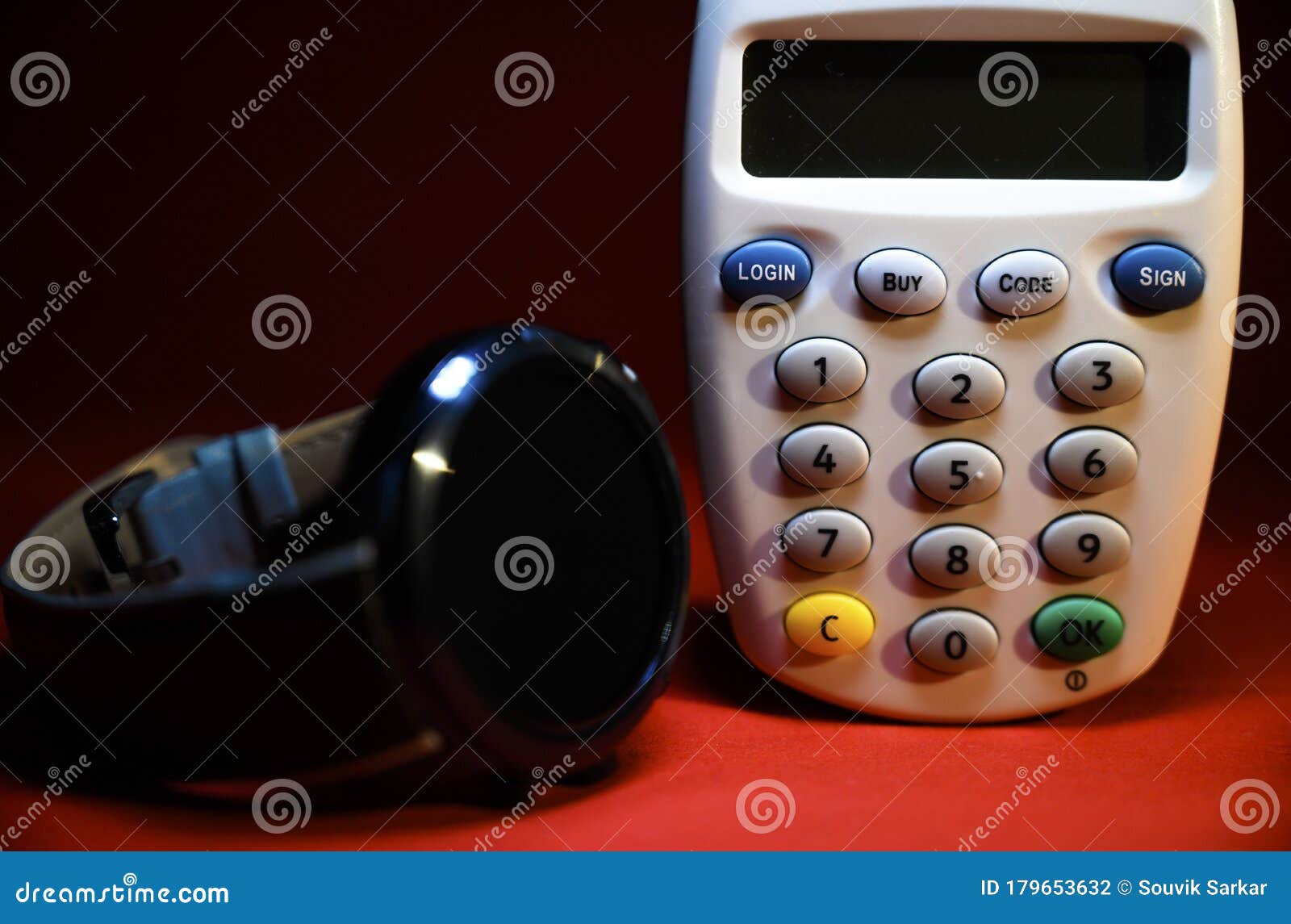 Several Number Switch with Login Button on a Bank E-card Reader Machine ...
