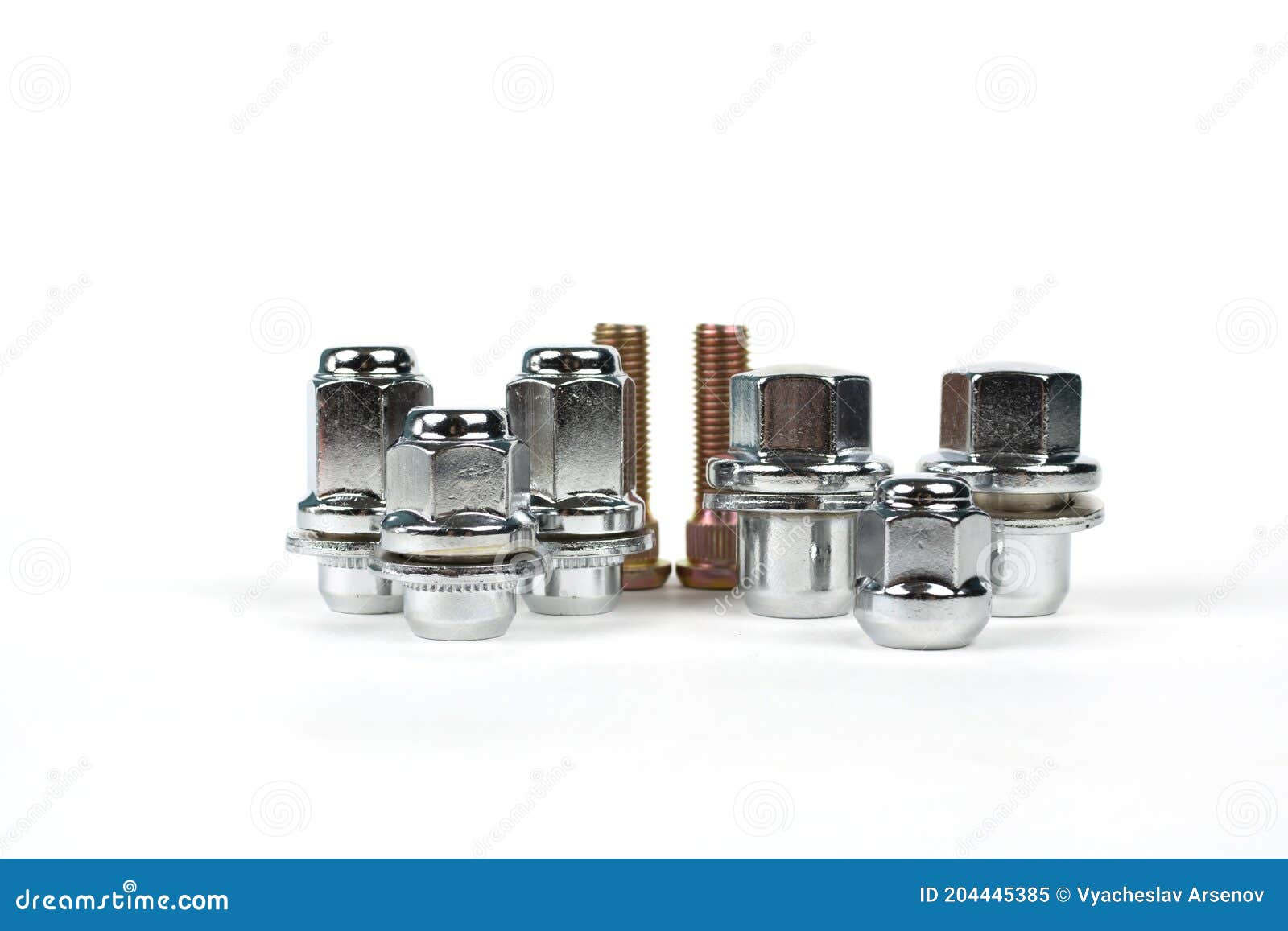 Several Nuts and Studs for Installing the Wheel on the Car Stock Image ...