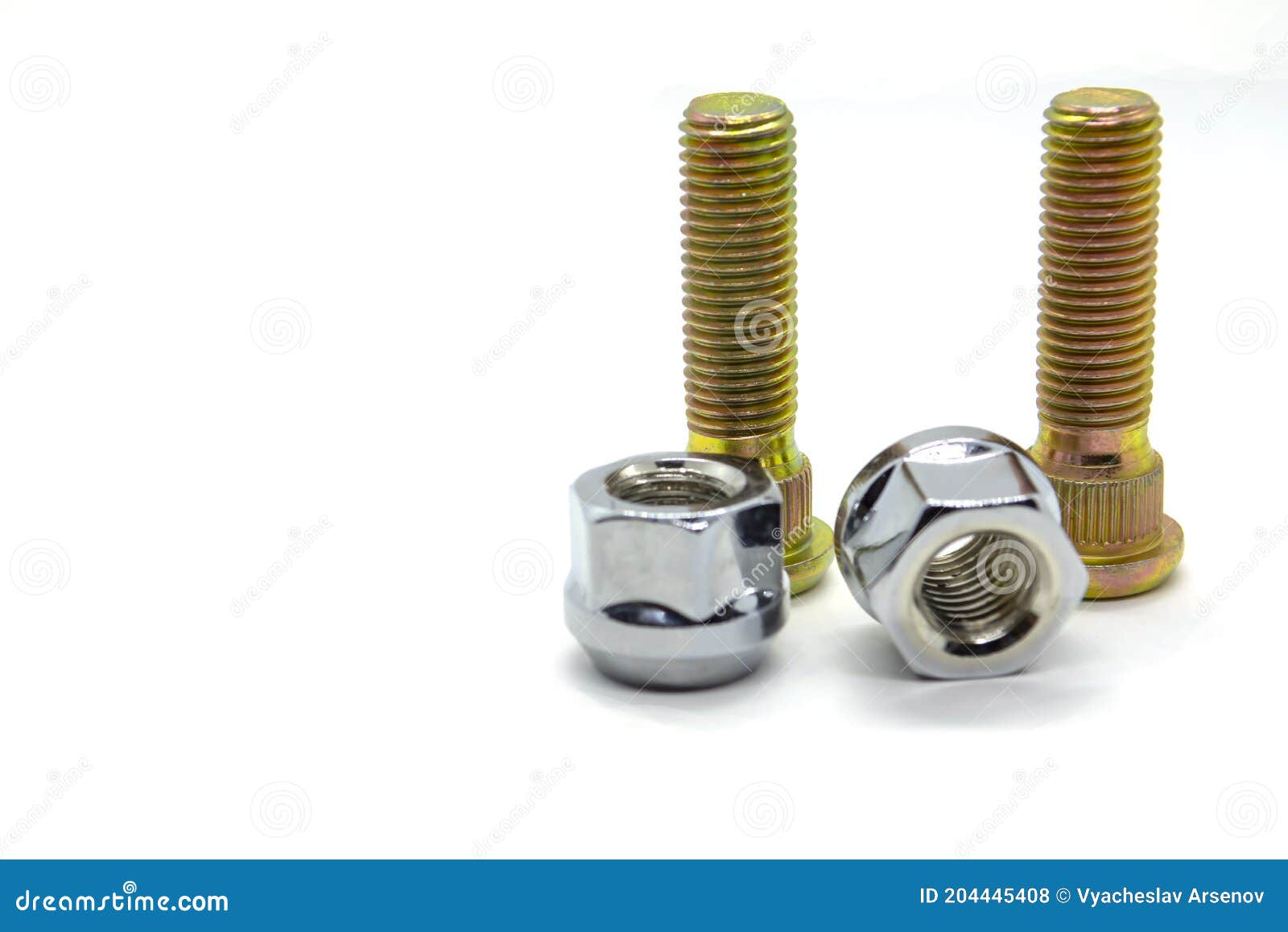 Several Nuts and Studs for Installing the Wheel on the Car Stock Photo ...