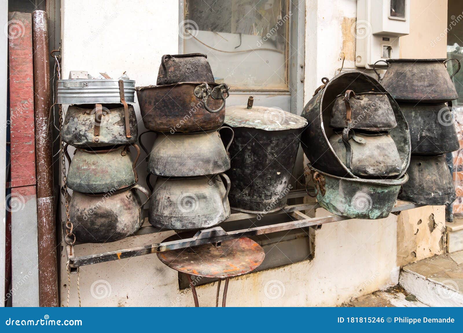 Several Old Cauldrons in Heap Stock Photo - Image of historic ...
