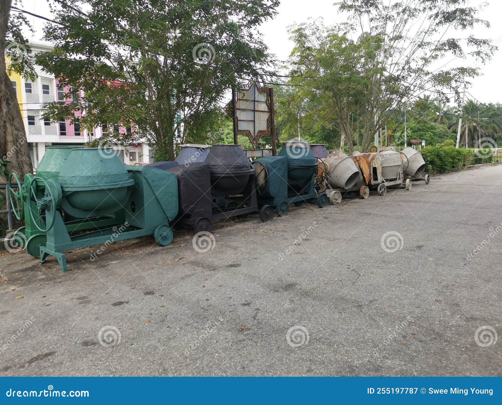 Several Old Cement Mixer Machines Left by the Roadside. Stock Image ...