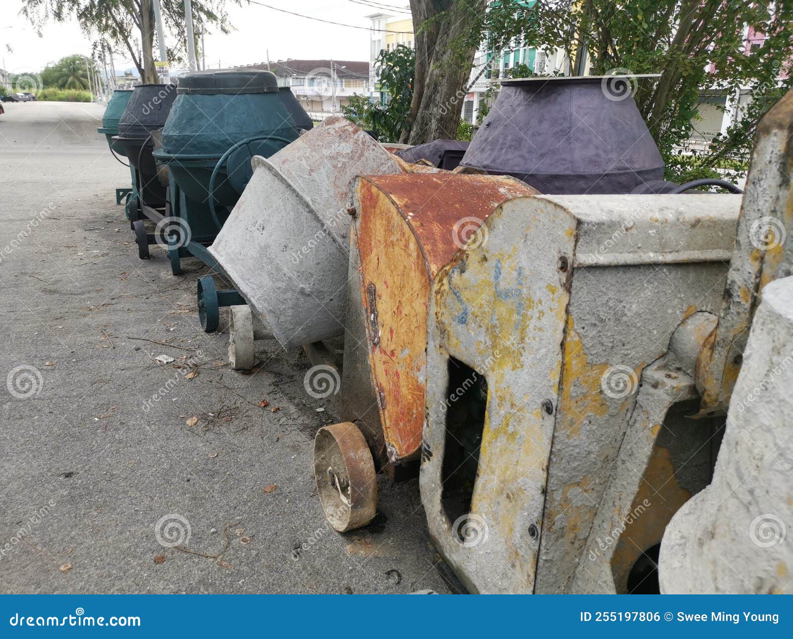 Several Old Cement Mixer Machines Left by the Roadside. Stock Photo ...
