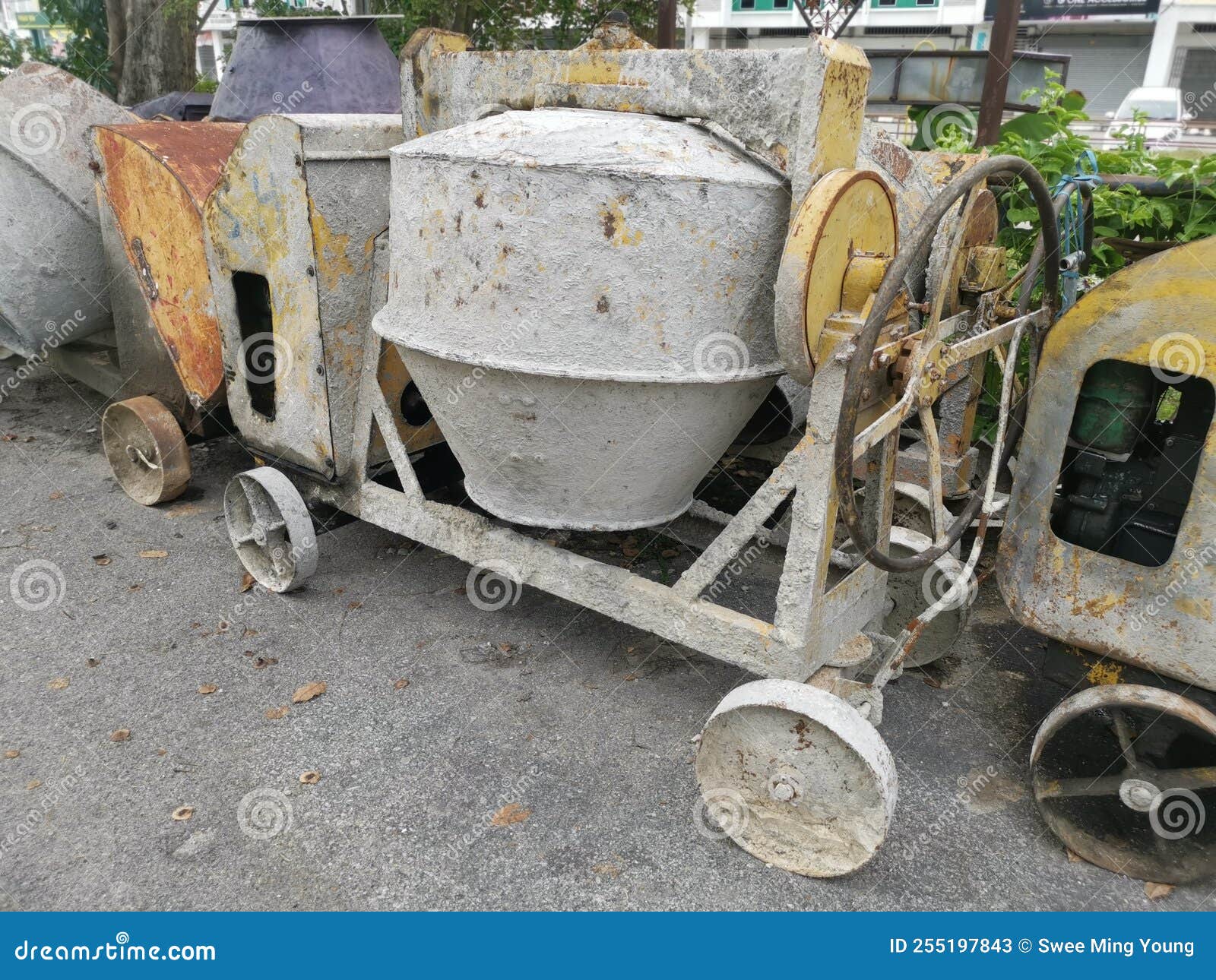 Several Old Cement Mixer Machines Left by the Roadside. Stock Image ...