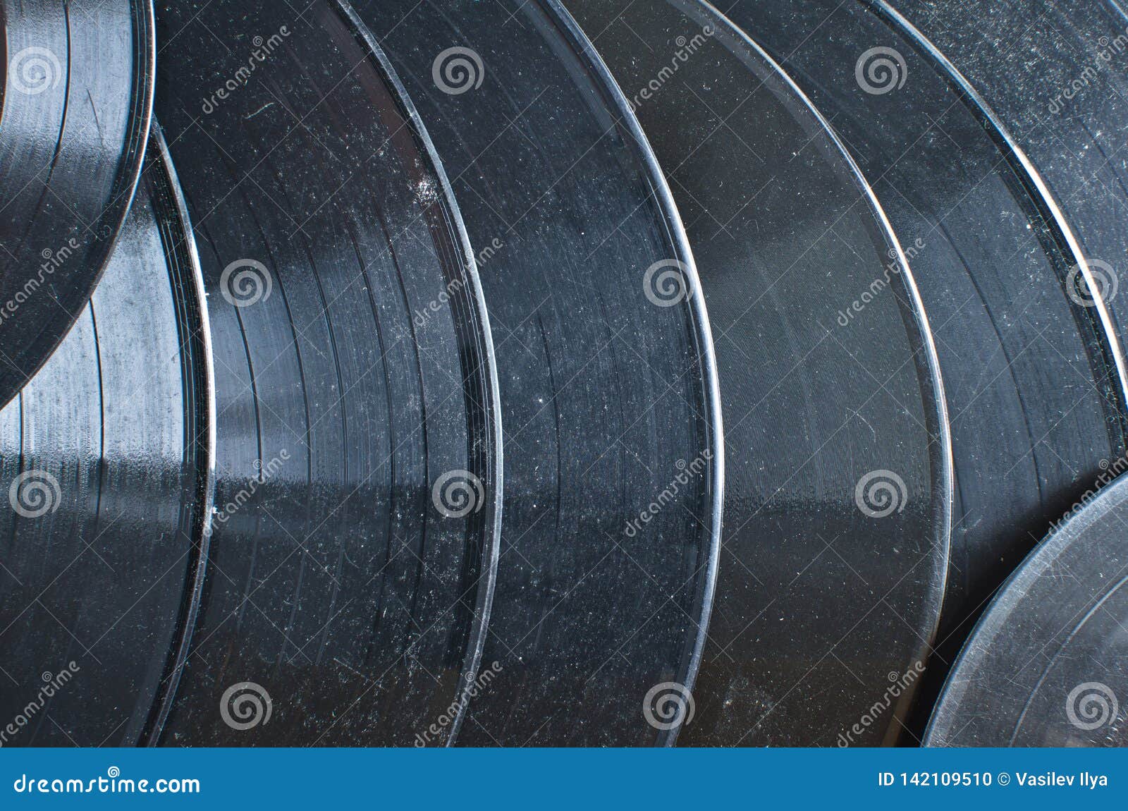 Several Old Dusty Vinyl Records-background. Stock Photo - Image of ...