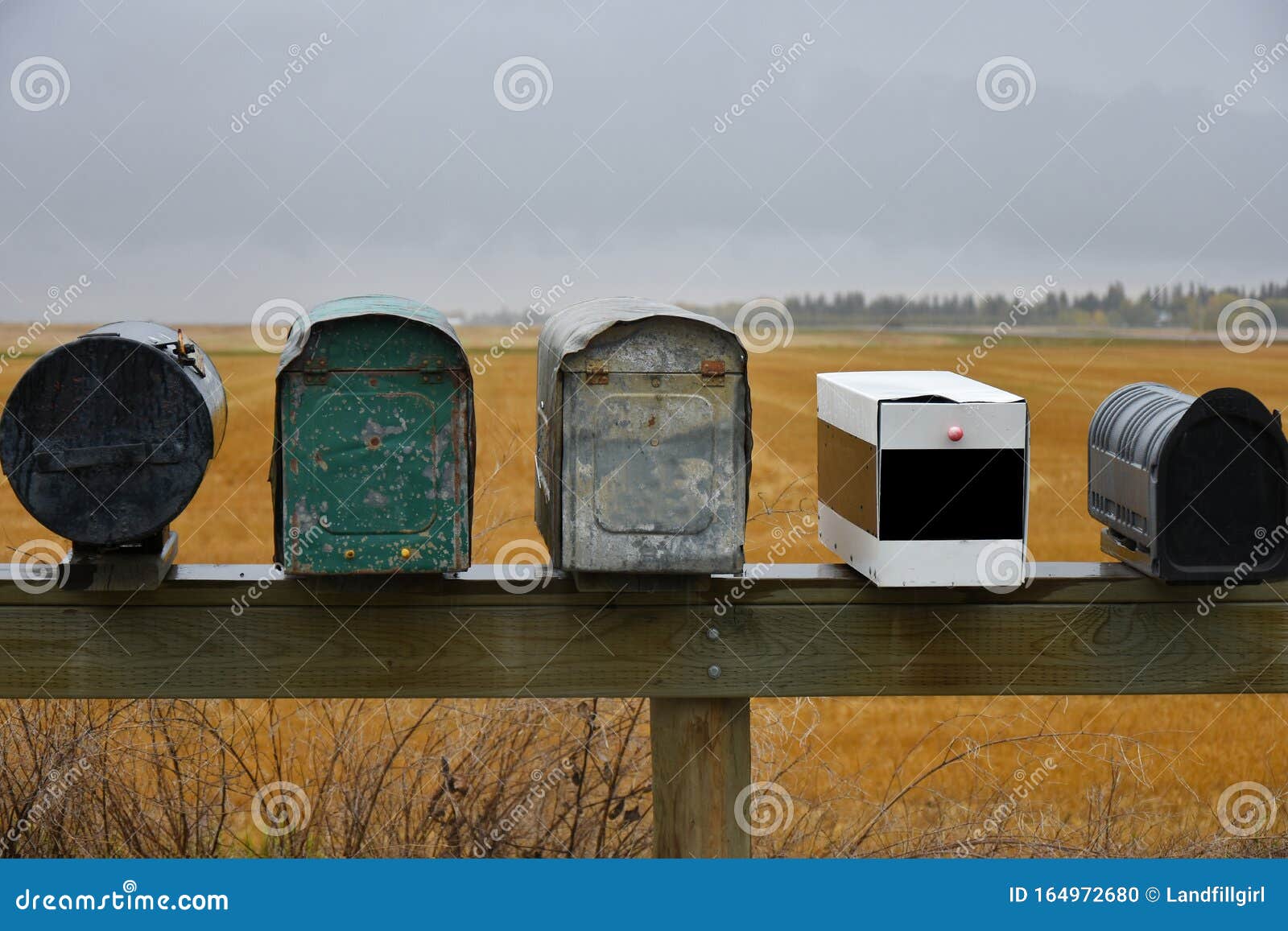 Several Old Rural Mailboxes Stock Photo - Image of classic, rural ...