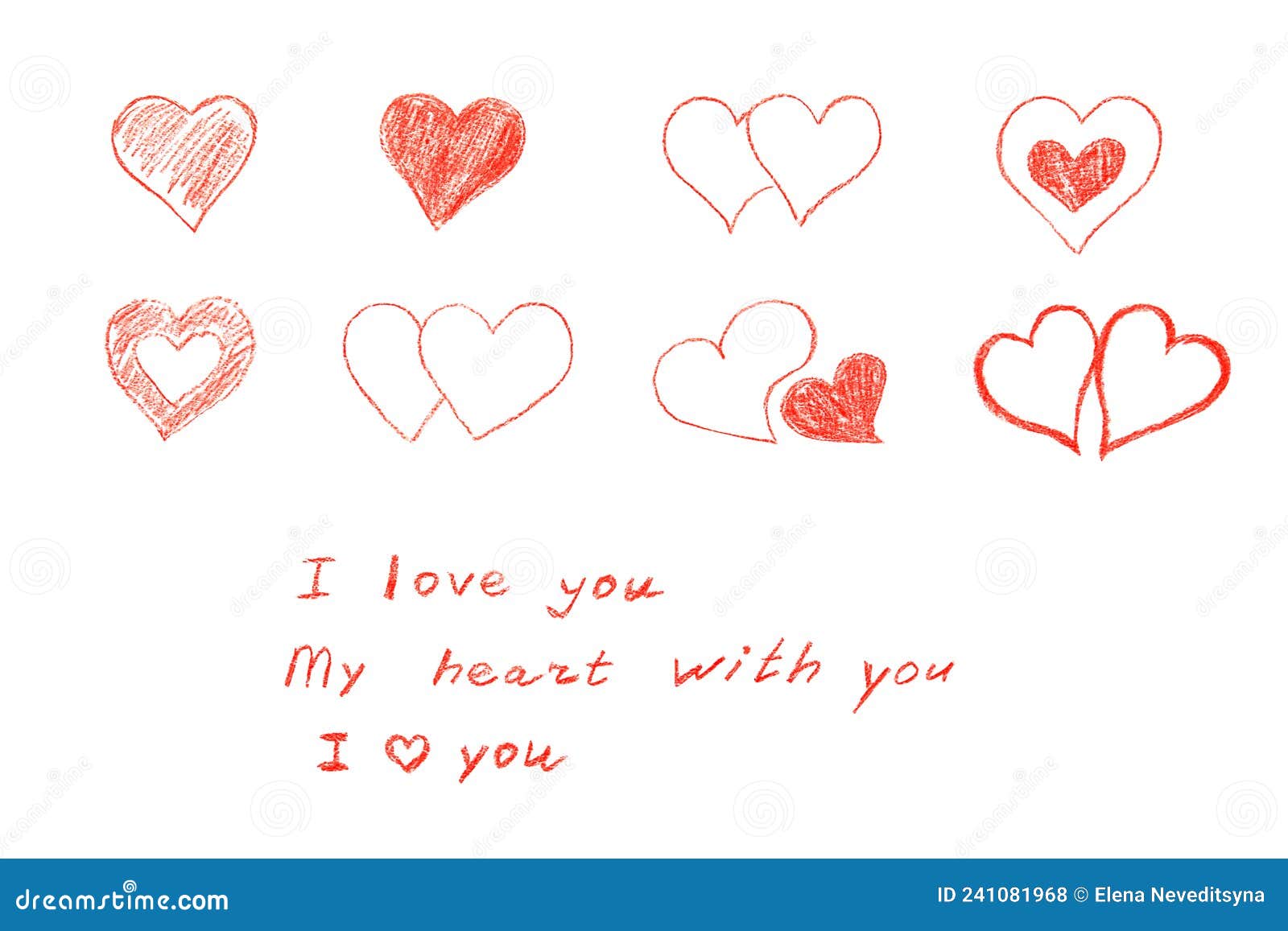 Several Options for the Image of Hearts and Signatures for Postcards ...