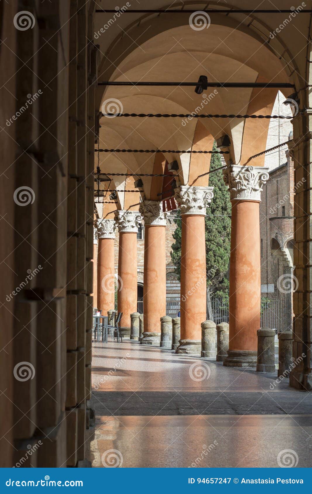 Several Orange Historical Columns As Gallery Stock Image - Image of ...