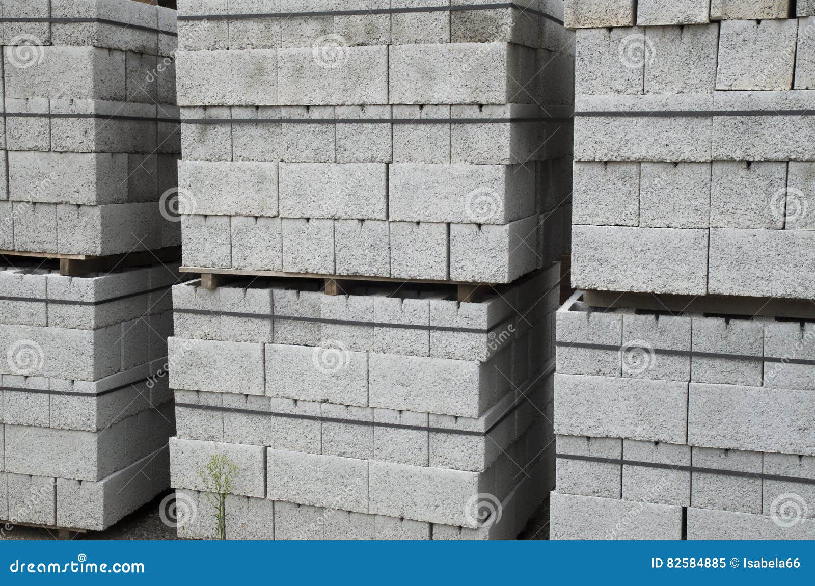 Several Pallets Of Concrete Blocks Closeup Stock Image Image Of Material Cement 82584885
