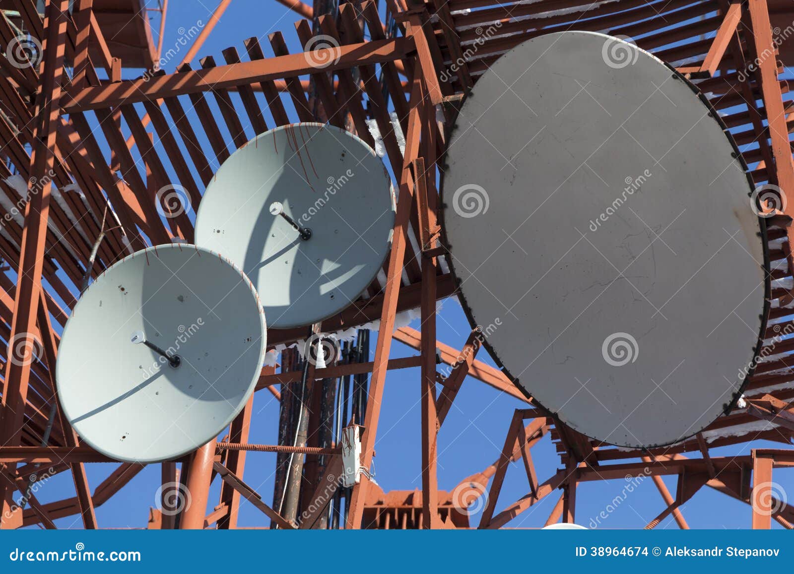Several parabolic antennas stock photo. Image of feeder - 38964674
