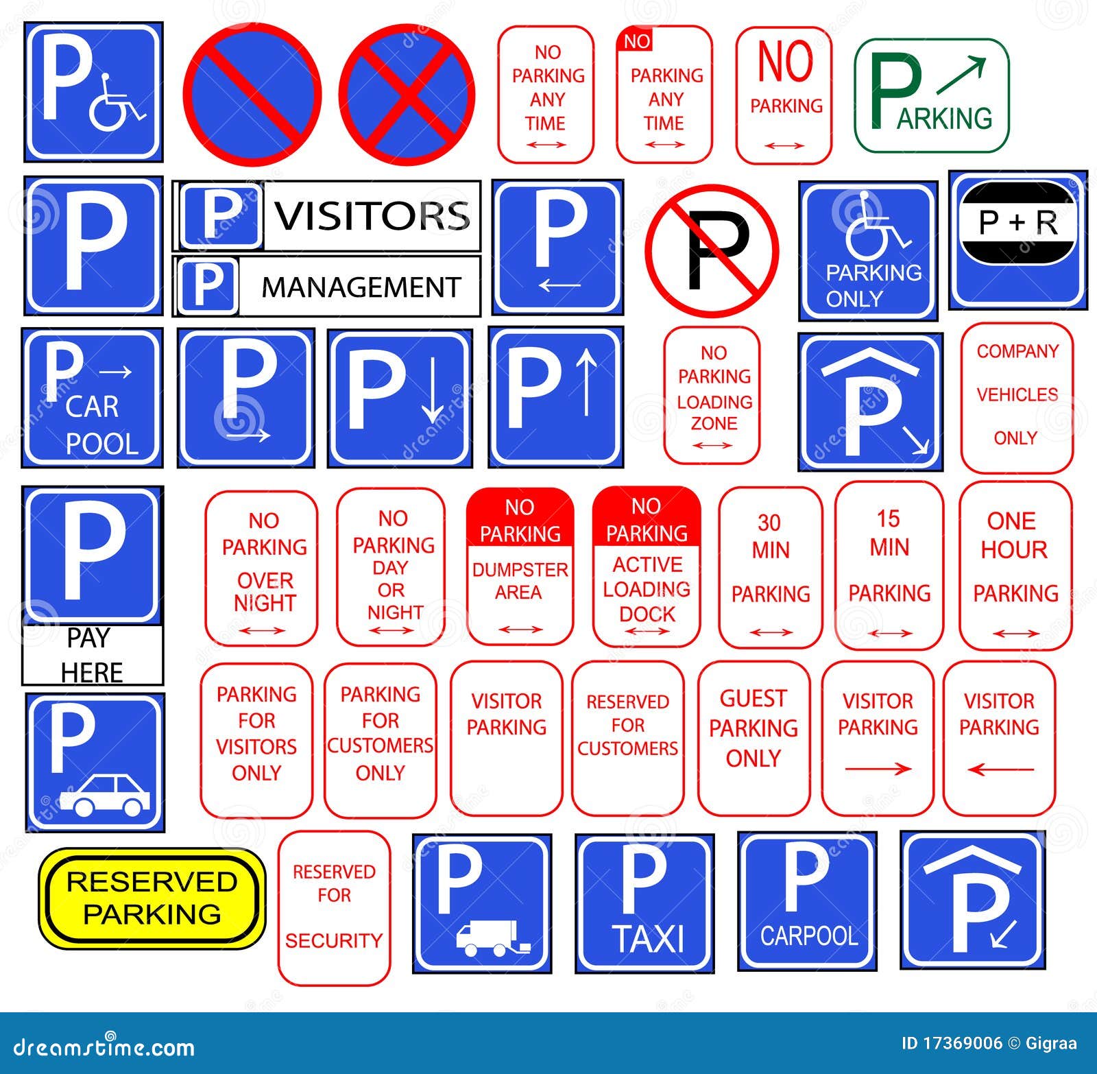 Several parking signs stock vector. Illustration of automobile - 17369006