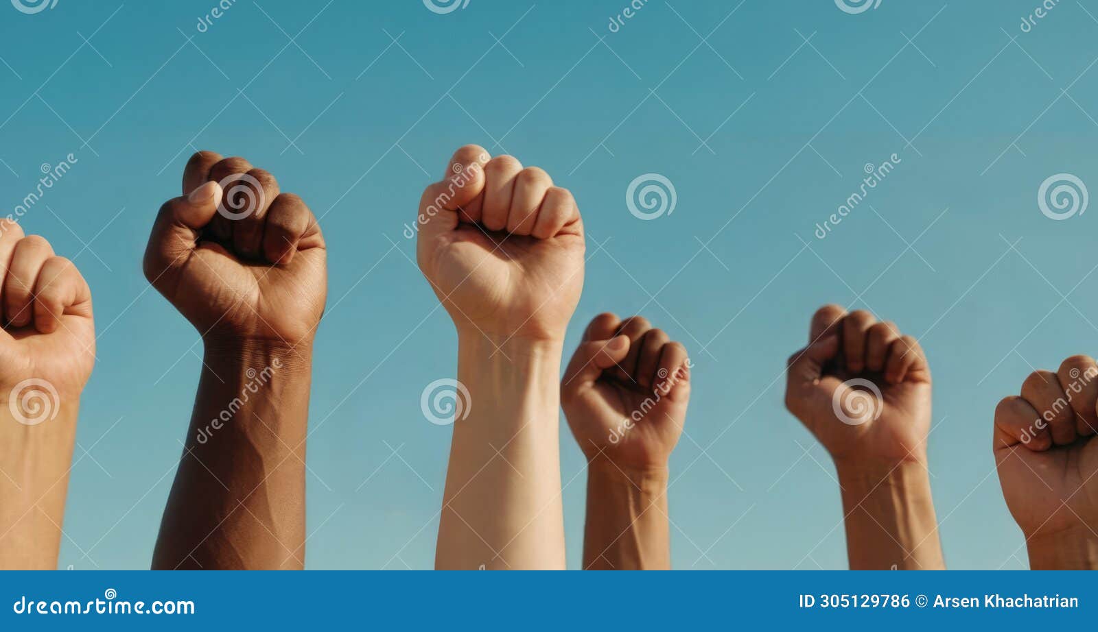 Several People of Different Ethnicities Raised Their Fists in the Air ...