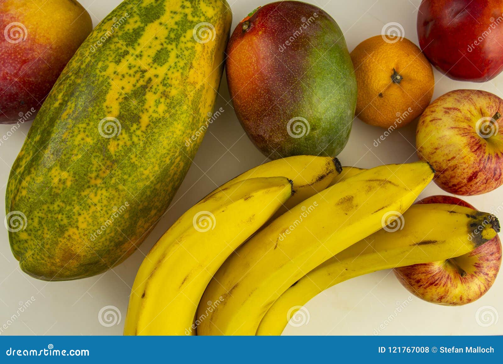 Several Pieces of Fresh Fruit with a White Background Stock Photo ...