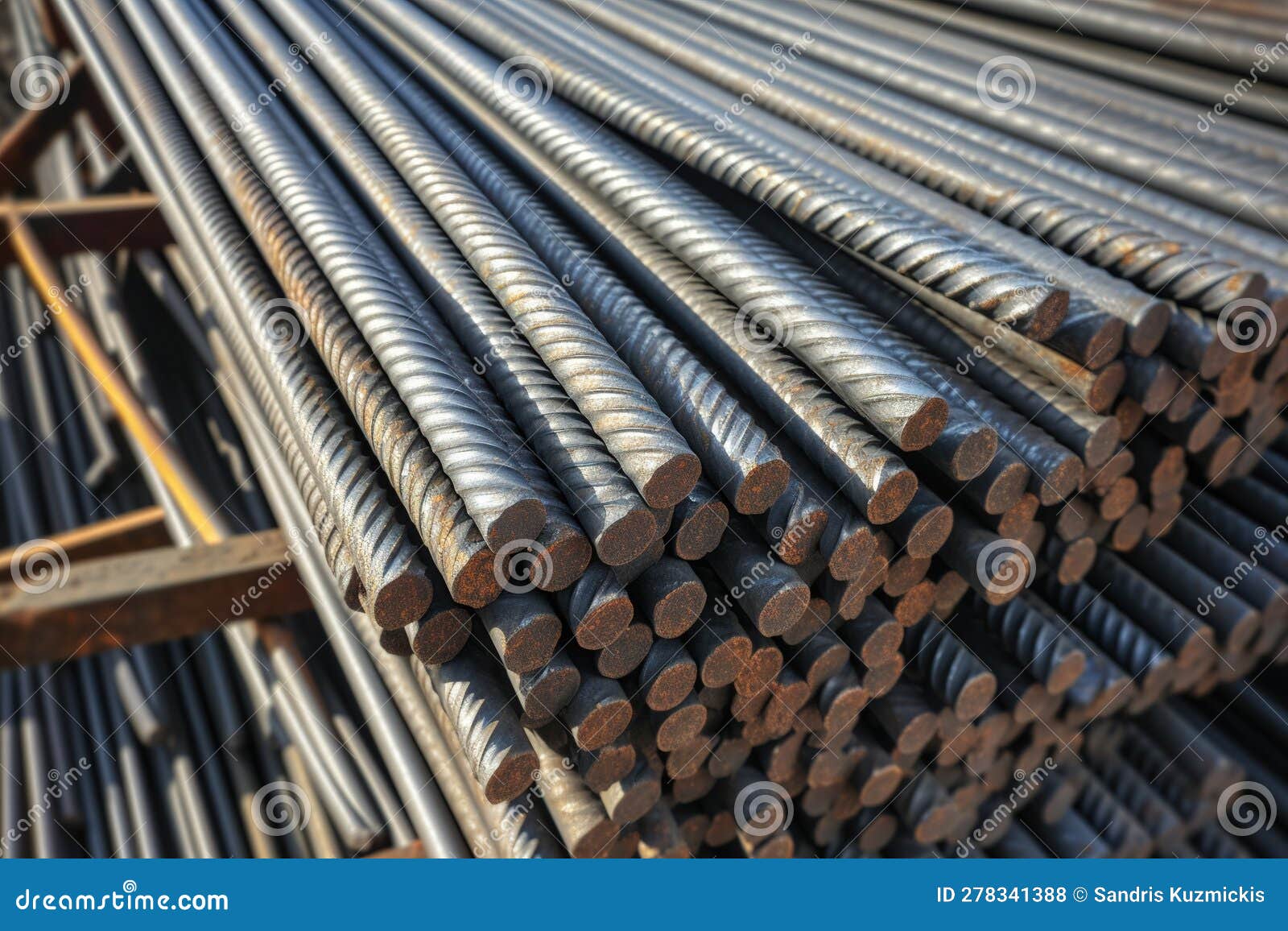 Several Piles of Steel Rods Piled Together. Generative AI Stock ...