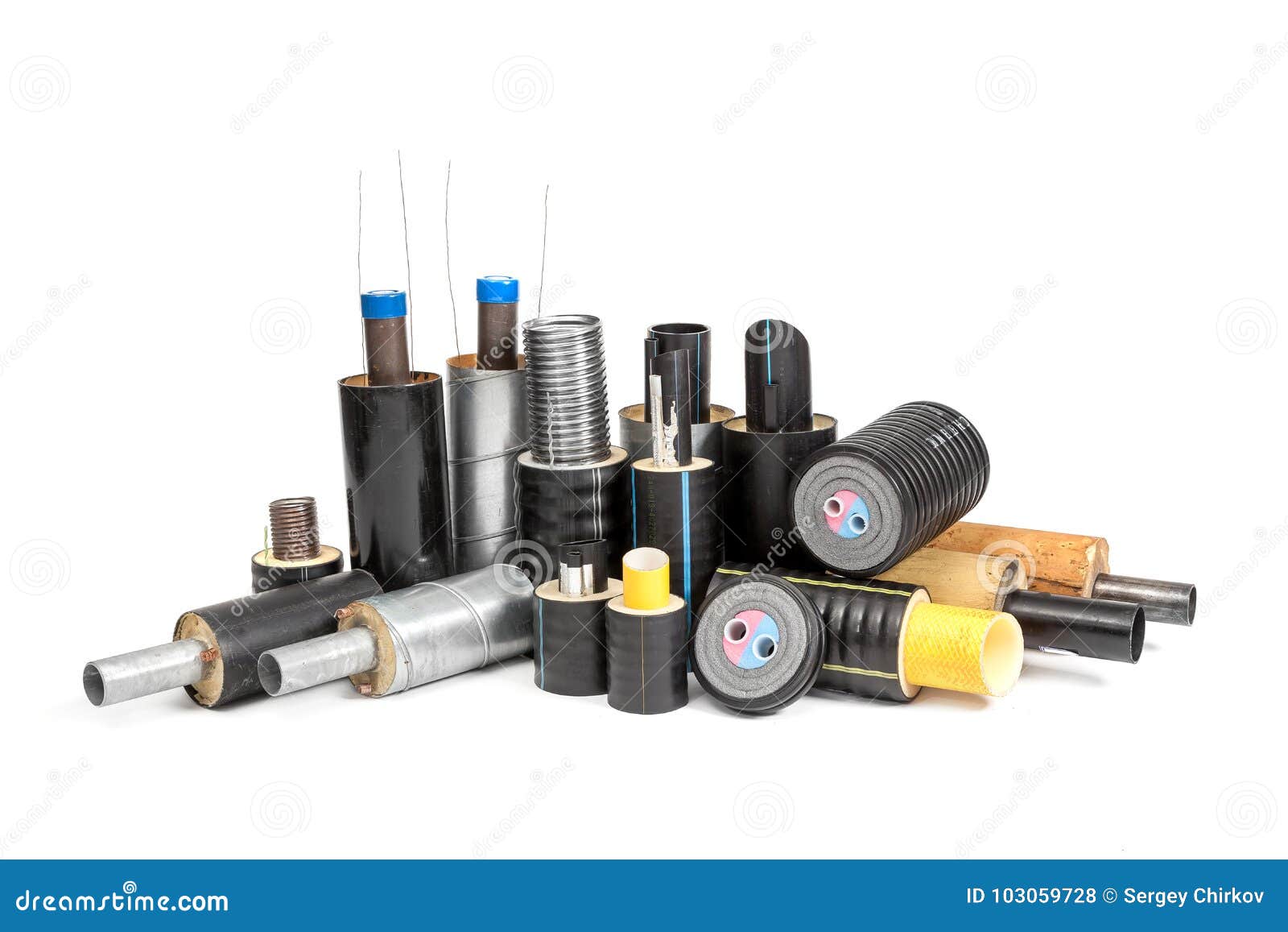 Several Pipes with Isolation Stock Photo - Image of gray, structure ...