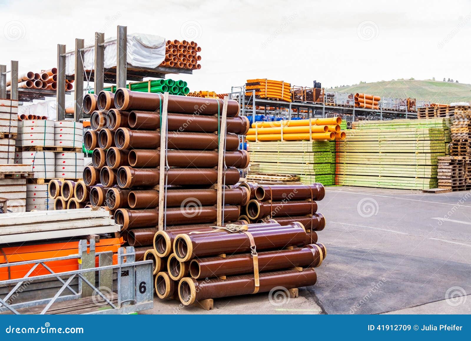 Several Pipes Stacked in Yard Stock Image - Image of commerce, ceramic ...