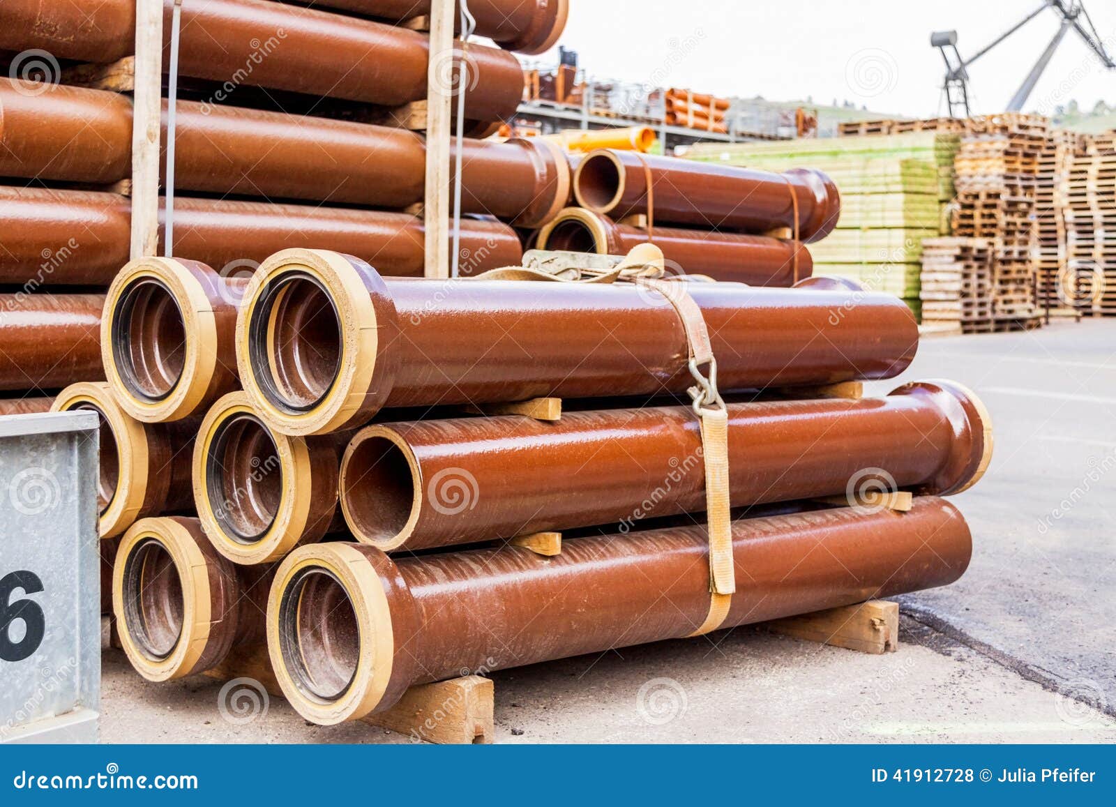 Several Pipes Stacked in Yard Stock Photo - Image of industrial ...