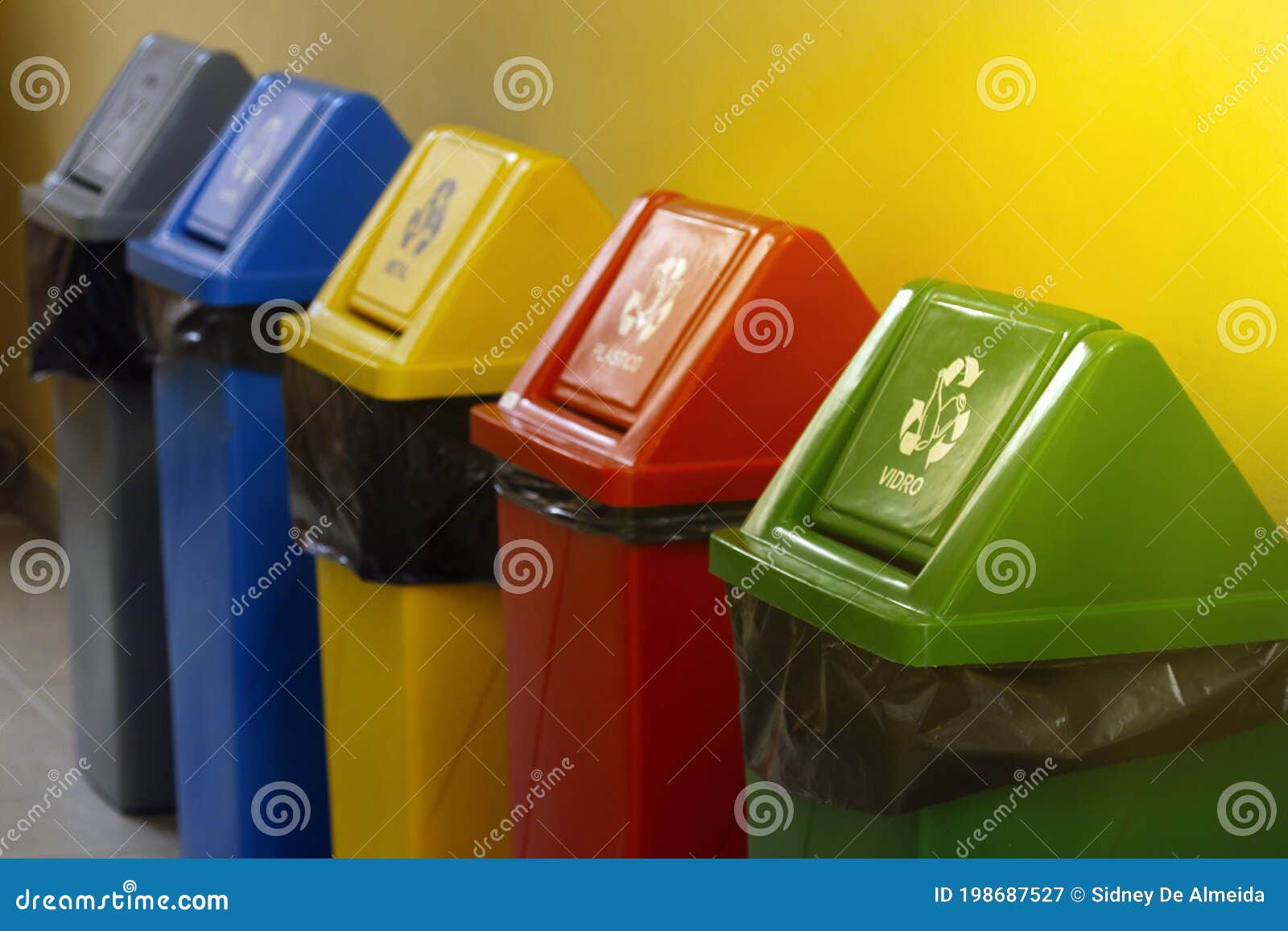 Colored Bins for Selective Garbage Collection Stock Image - Image of ...