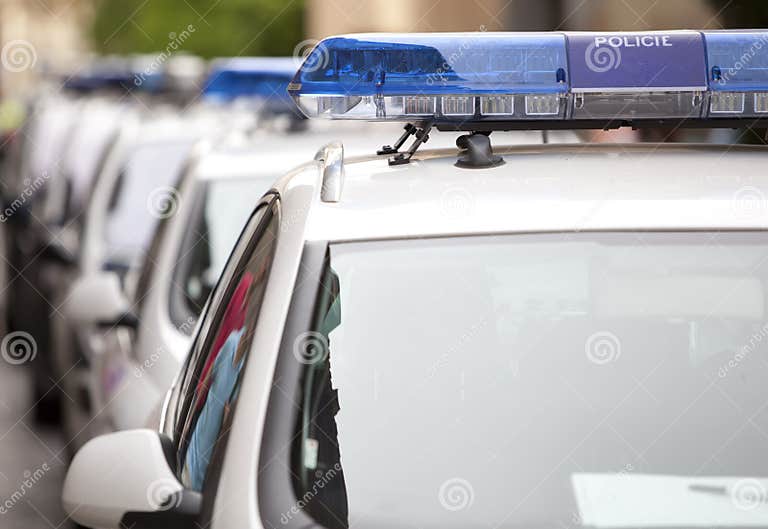 Several police car stock photo. Image of downtown, light - 14194008