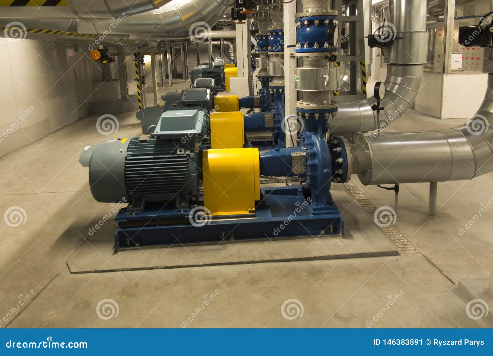 Several Pumps with Engines in the Water System Stock Image - Image of ...