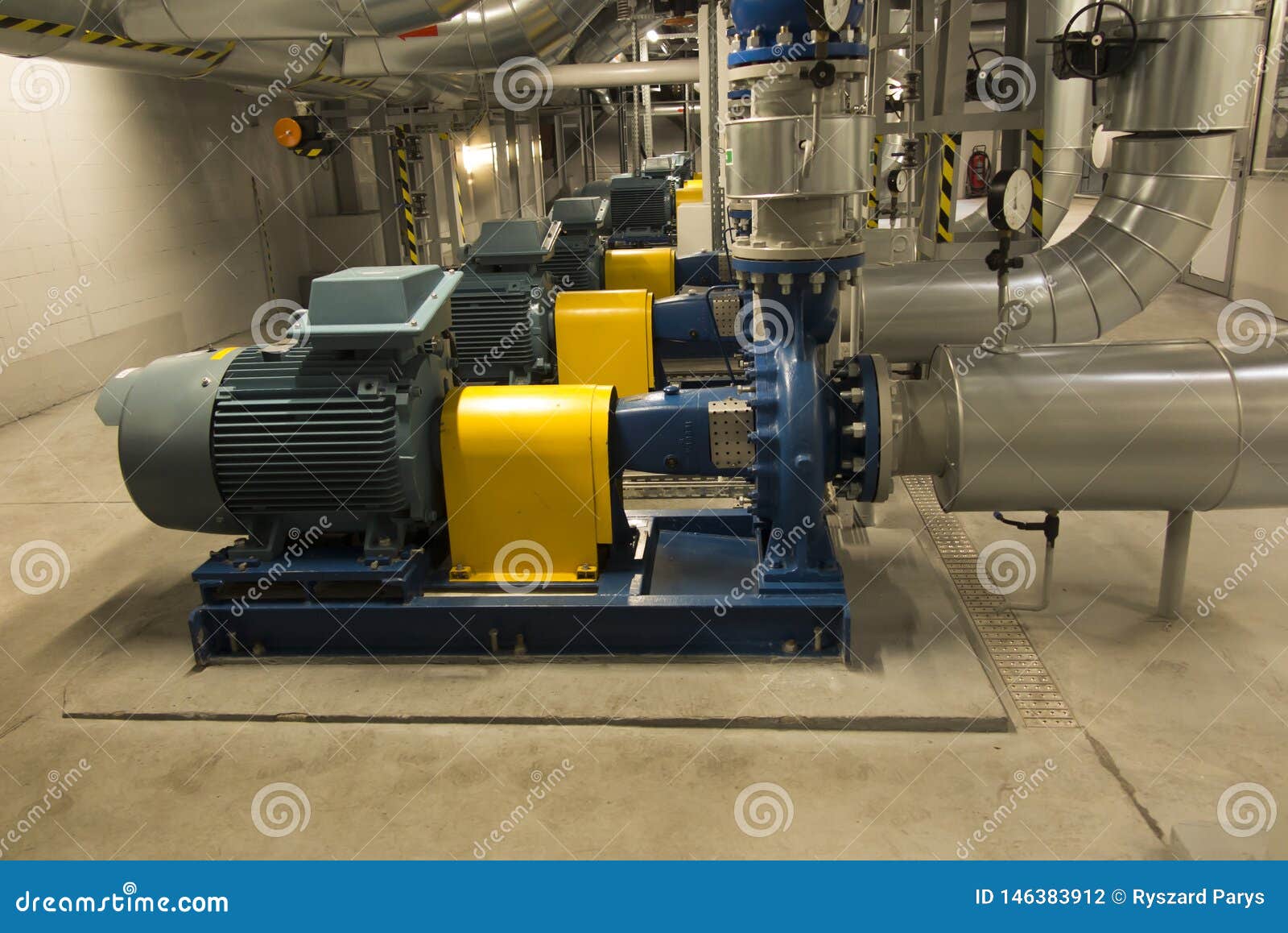 Engines Of Water Pumps At A Water Pumping Station. Pumping Irrig ...