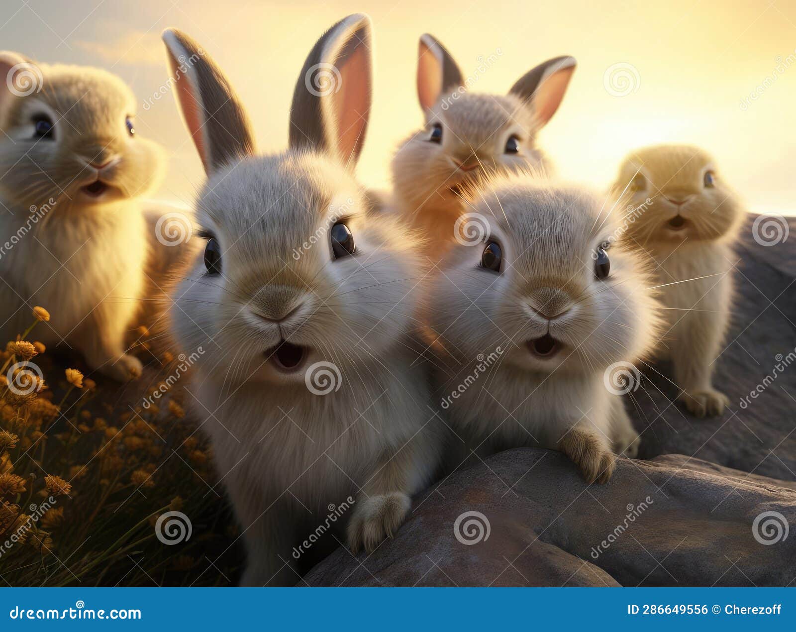 Several Rabbits Take a Group Selfie Stock Photo - Image of humor ...