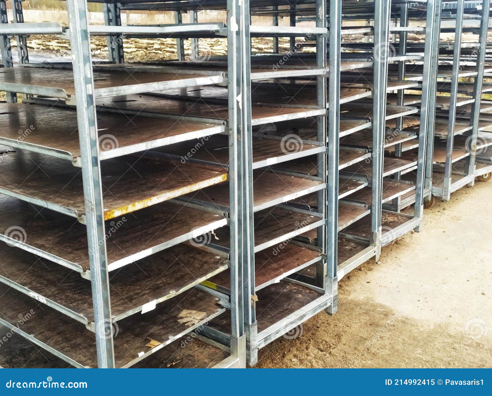 Several Racks Intended for the Transportation of Seedlings are Located ...