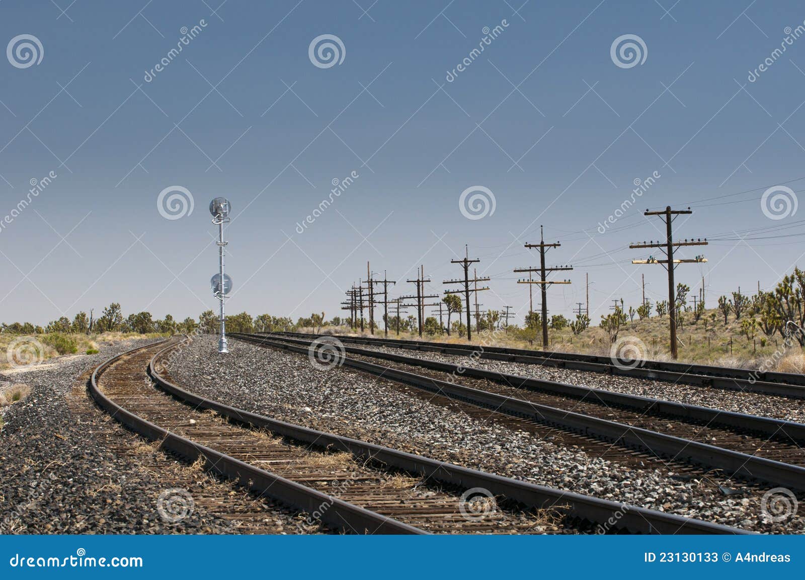 Several Rails Going through a Desert in the USA Stock Image - Image of ...