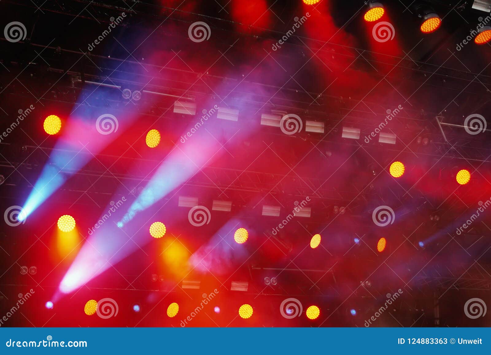 Several Red Stage Lights in the Dark Stock Image - Image of ...