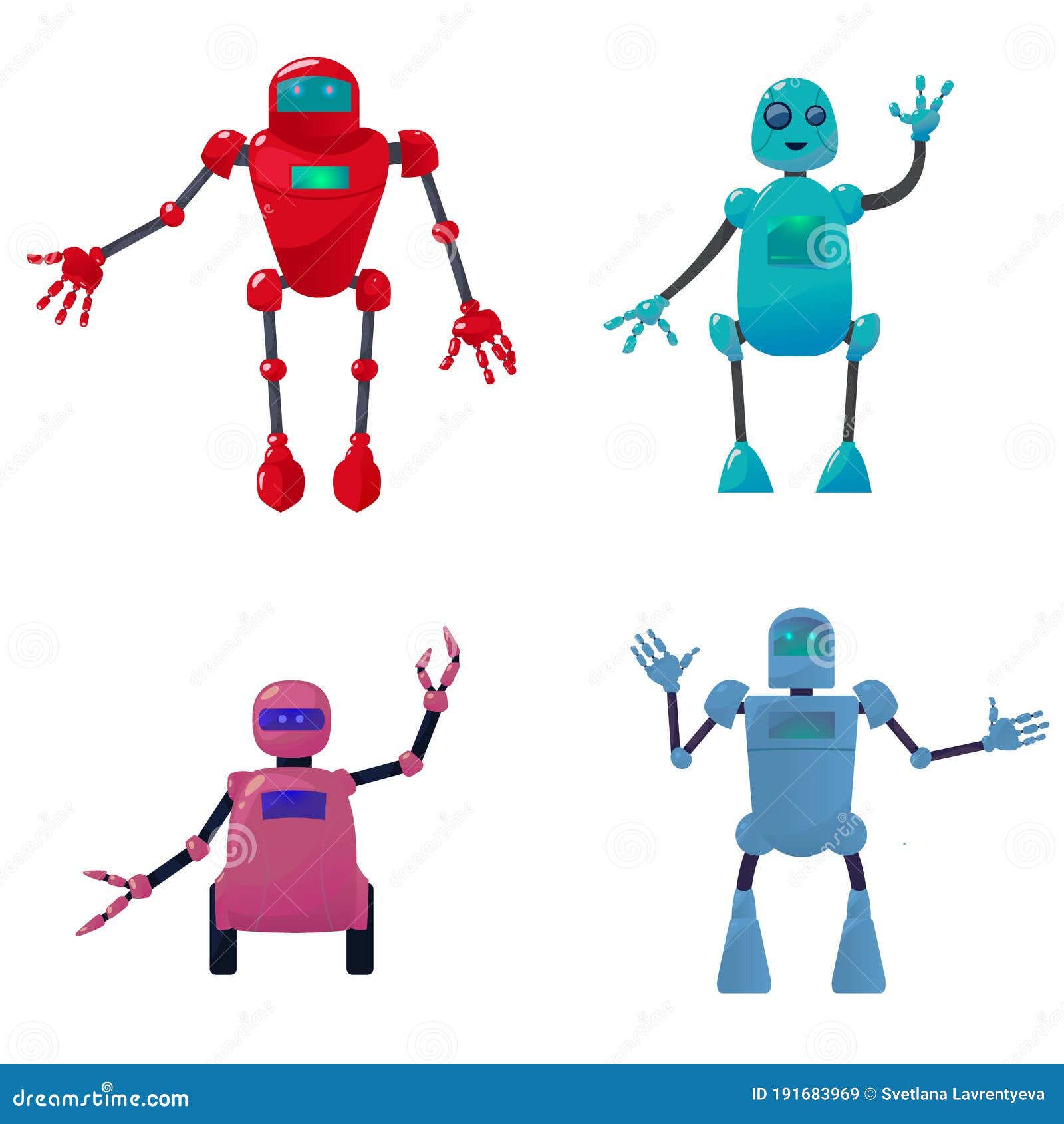 Several Robots. Character Robots. Technology for the Future. Cartoon ...