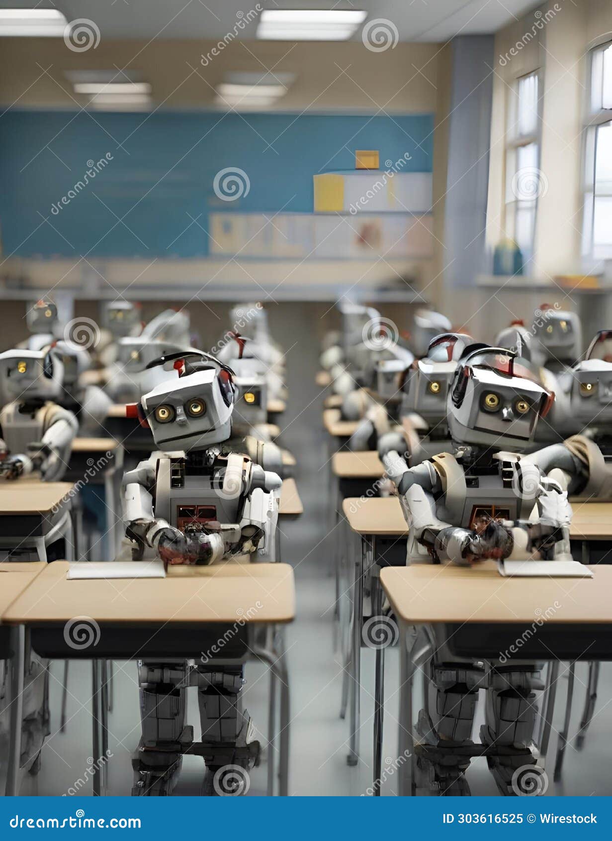 Several Robots are in the Room of Their Respective Classroom As Students Stock Illustration ...