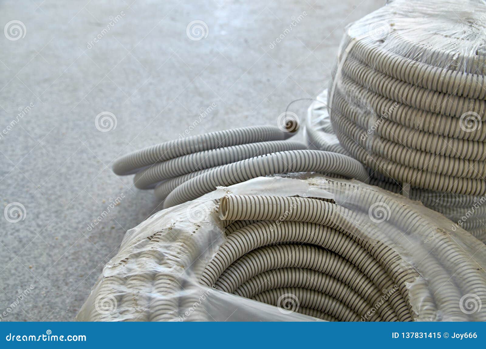 Several Rolls of Corrugated Pipe Stock Image - Image of conduit ...